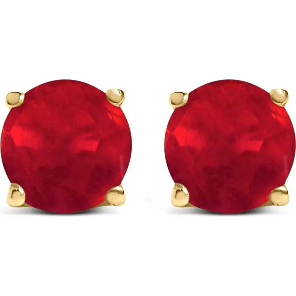 HAUS OF BRILLIANCE 14k Gold Birthstone Stud Earrings - Red Ruby | Yellow